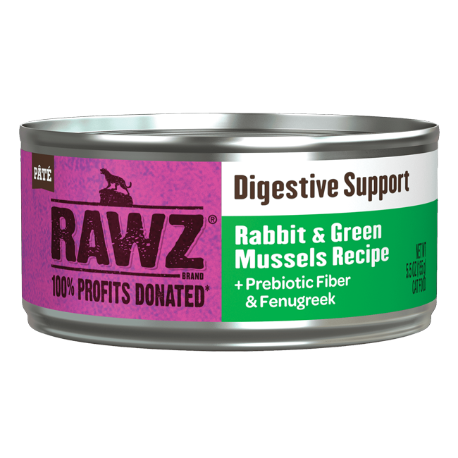 RAWZ Digestive Support Rabbit & Green Mussels Recipe – The Cat Connection
